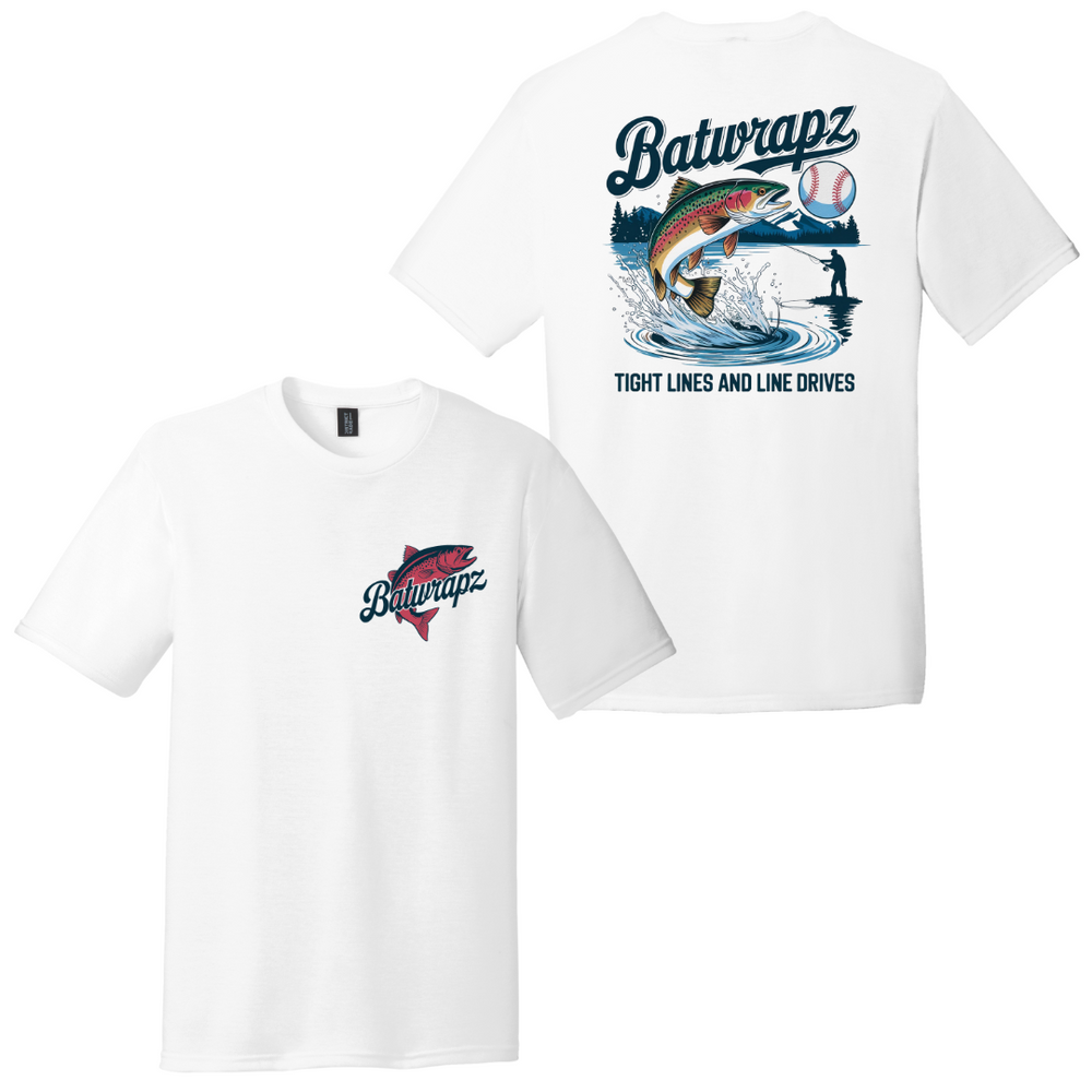 BatWrapz Baseball Tight Lines & Line Drives Youth T-Shirt - White